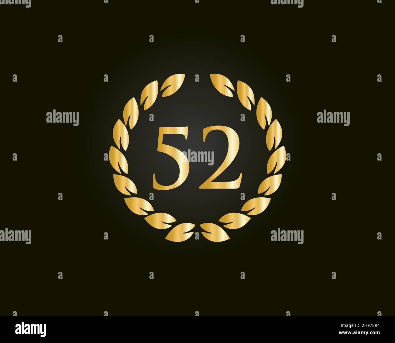 52 Anniversary Ring Logo Template. 52 Years Anniversary Logo With ...