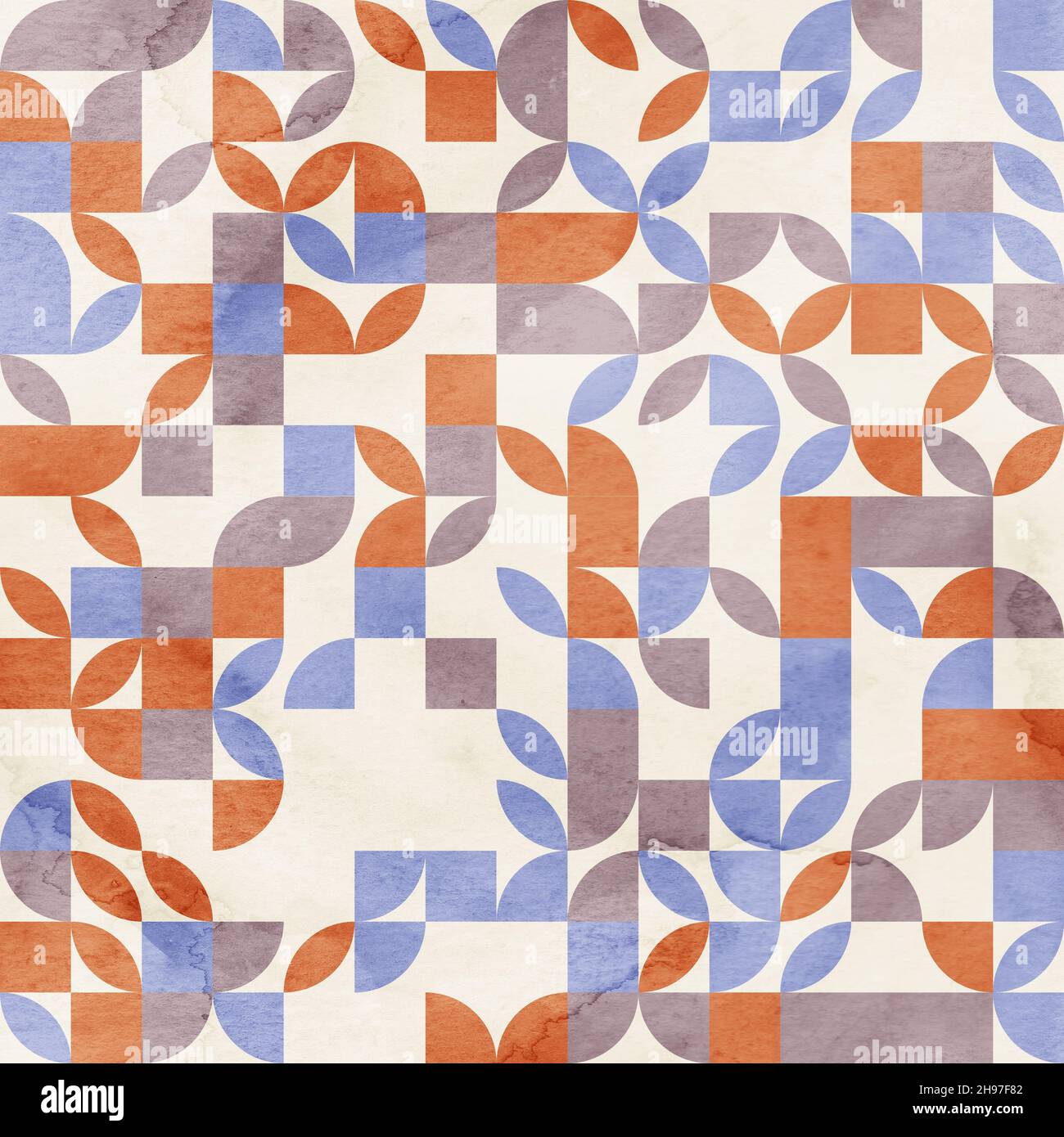 Seamless mid century retro watercolor geometric surface pattern design ...