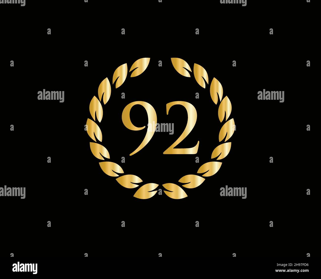 92 Years Anniversary Ring Logo Template. 92 Years Anniversary Logo With ...