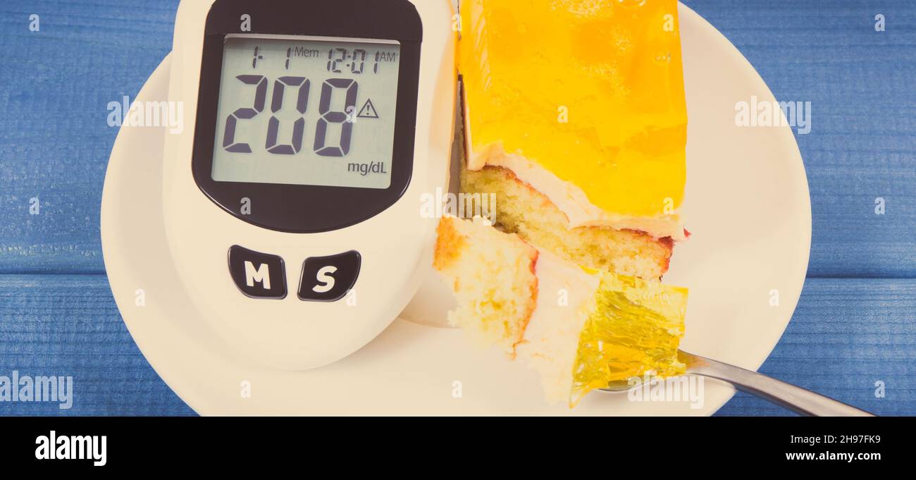 Glucose meter for checking and measuring sugar level and creamy sweet ...