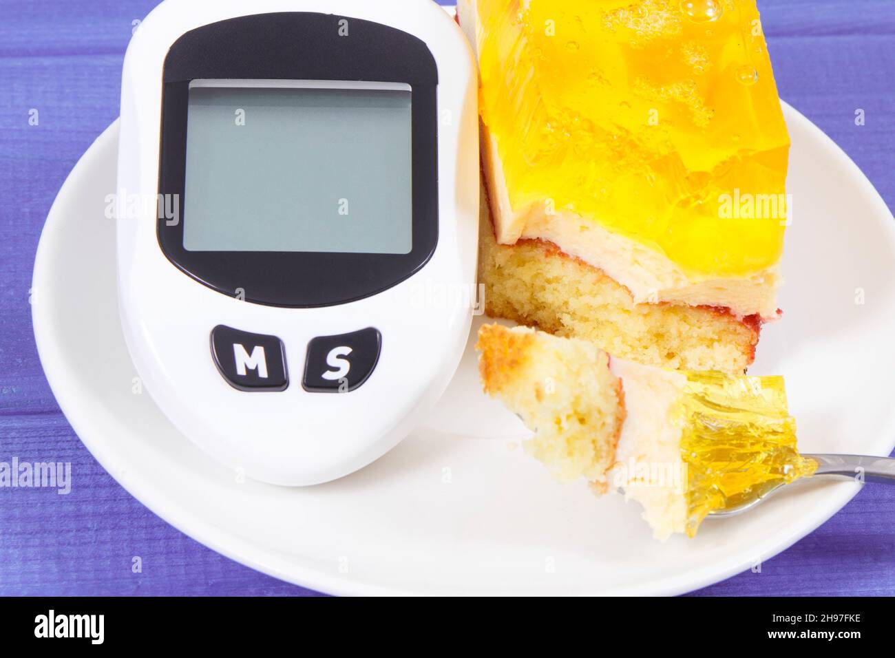 Glucose meter for checking and measuring sugar level and creamy sweet ...