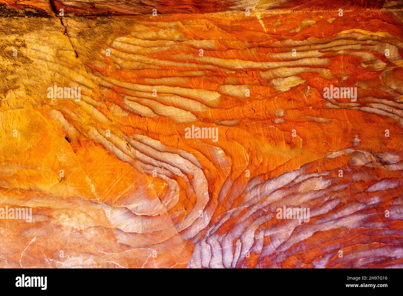 View of colorful rock formations, in the ancient Nabatean city of Petra ...