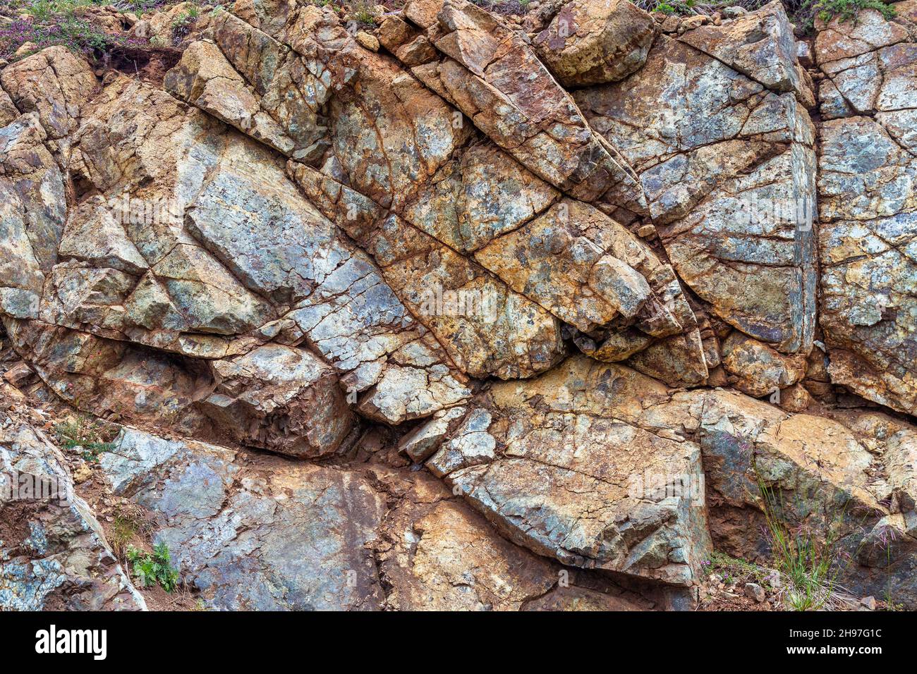 Cross Section of colored stone, background layers of soil and rock ...