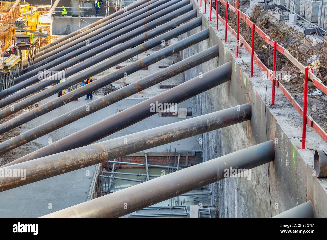 Diaphragm wall at construction site during the earthwork phase Stock ...