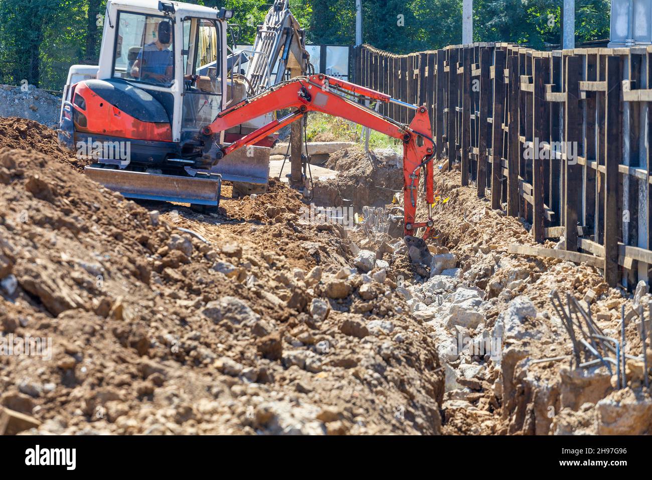 Groundworks foundations, dig a trench for concrete fondation Stock ...