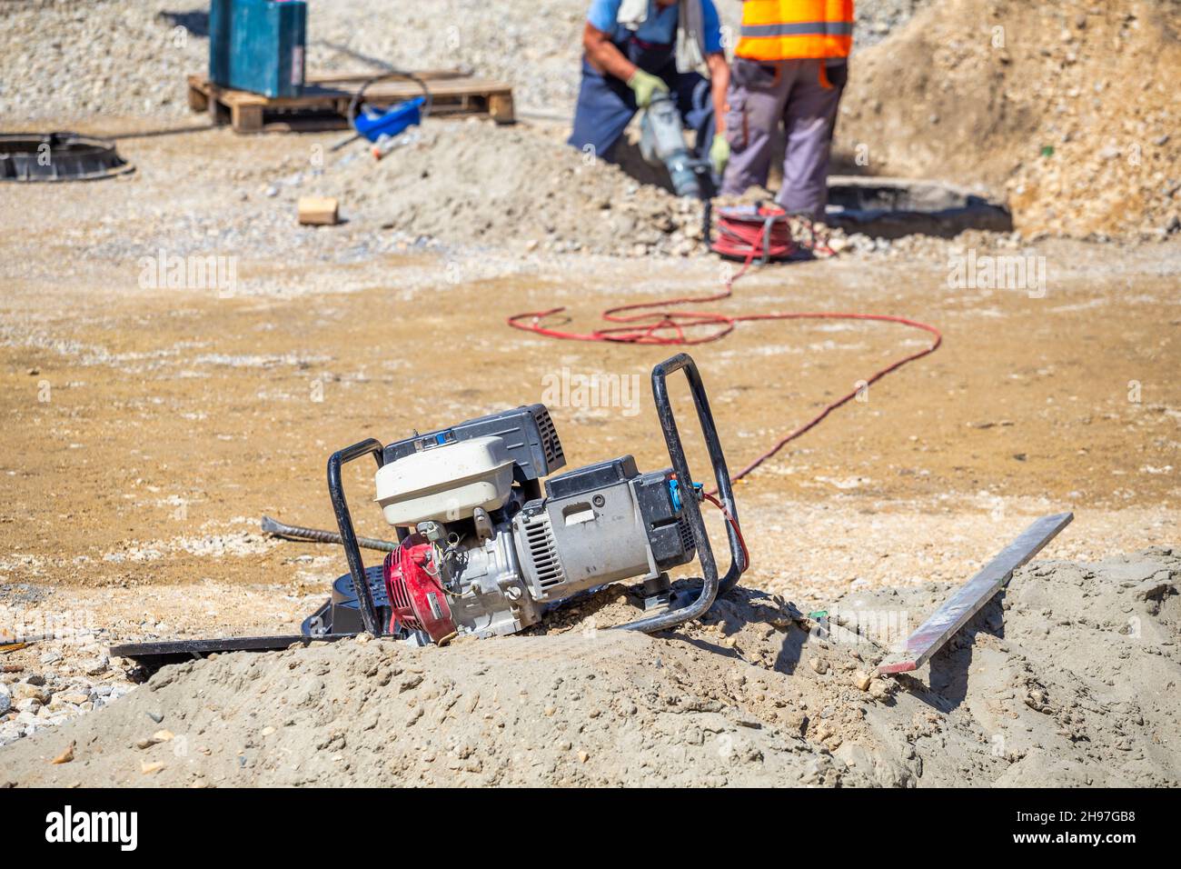 Portable electric generator on the street for power supply to the power ...
