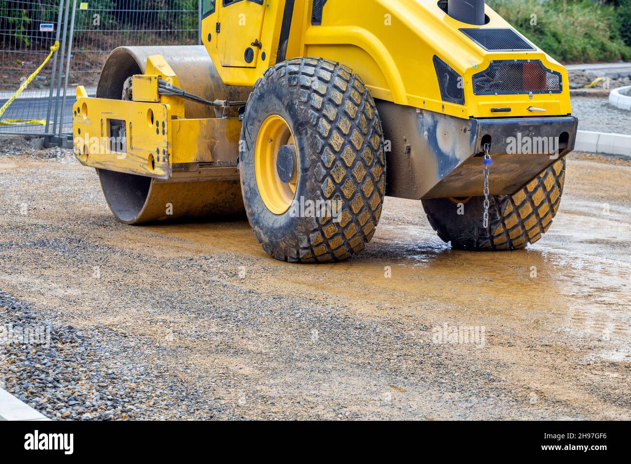 Roller compactor machine and road construction works Stock Photo - Alamy