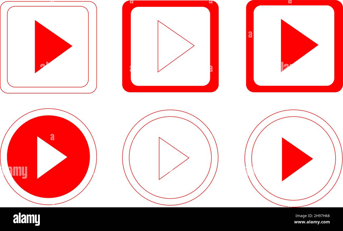 Live video streaming vector play buttons. Red play buttons illustration ...