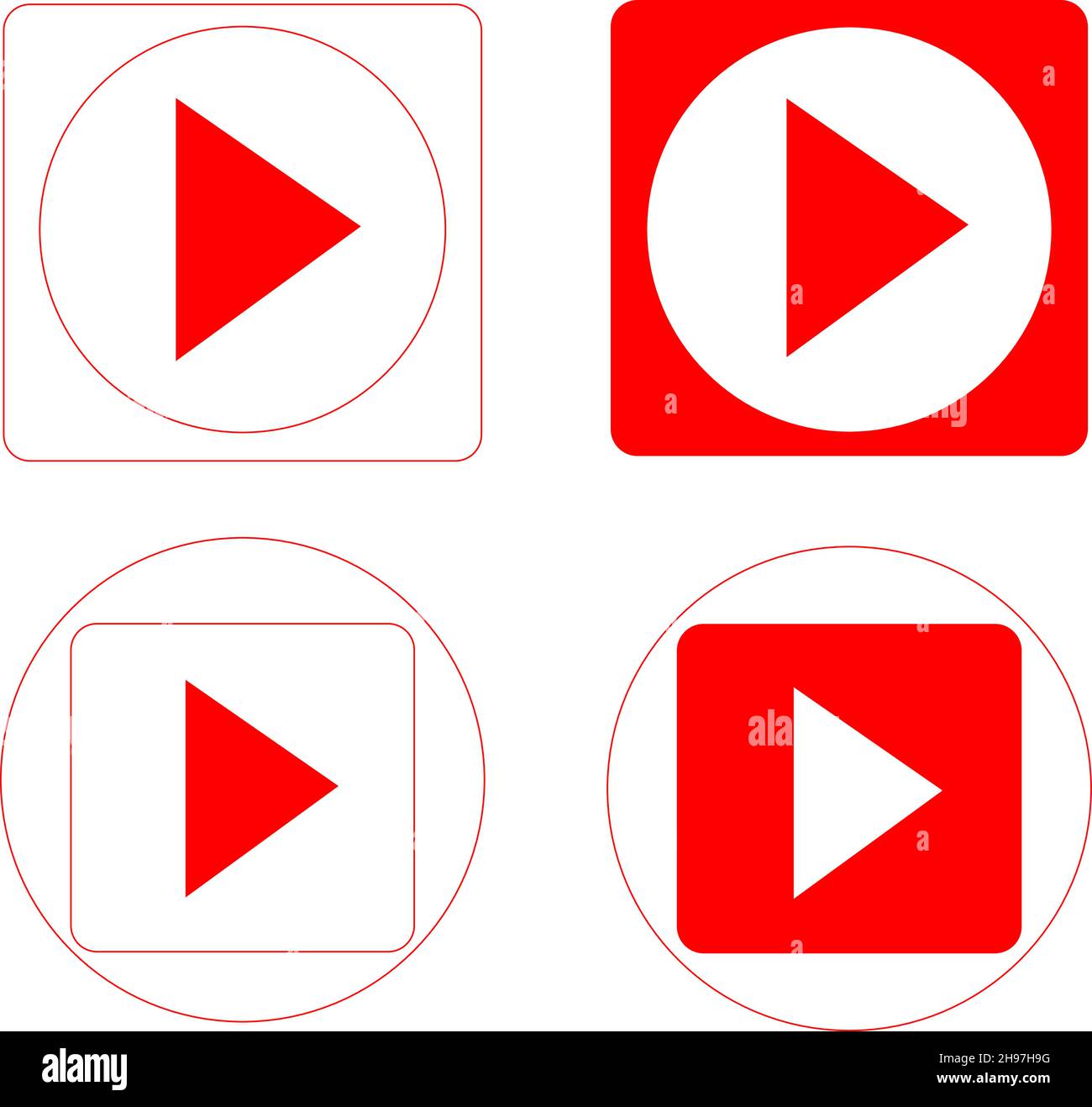 Live video streaming vector play buttons. Red play buttons illustration ...