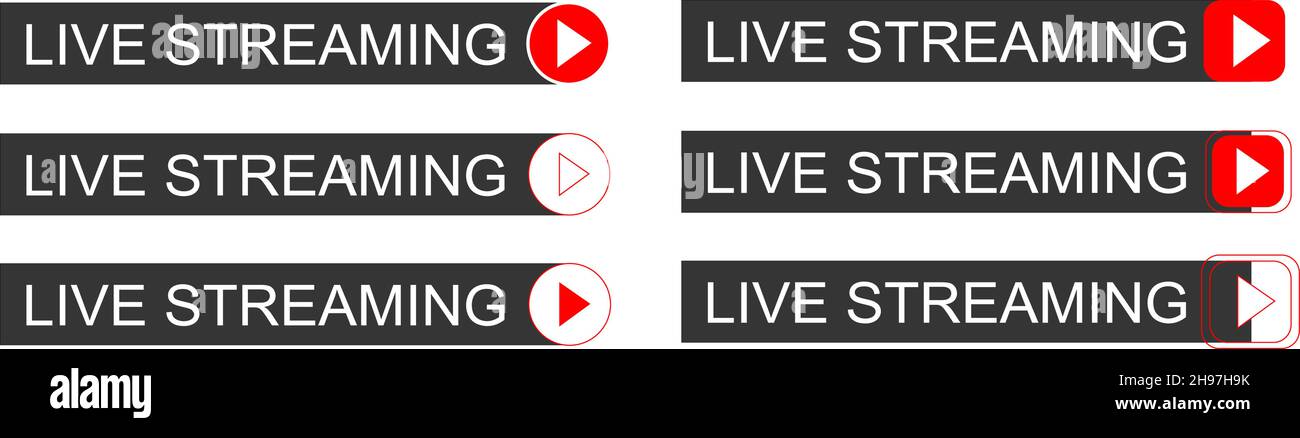 Live video streaming vector play buttons. Red play buttons illustration ...