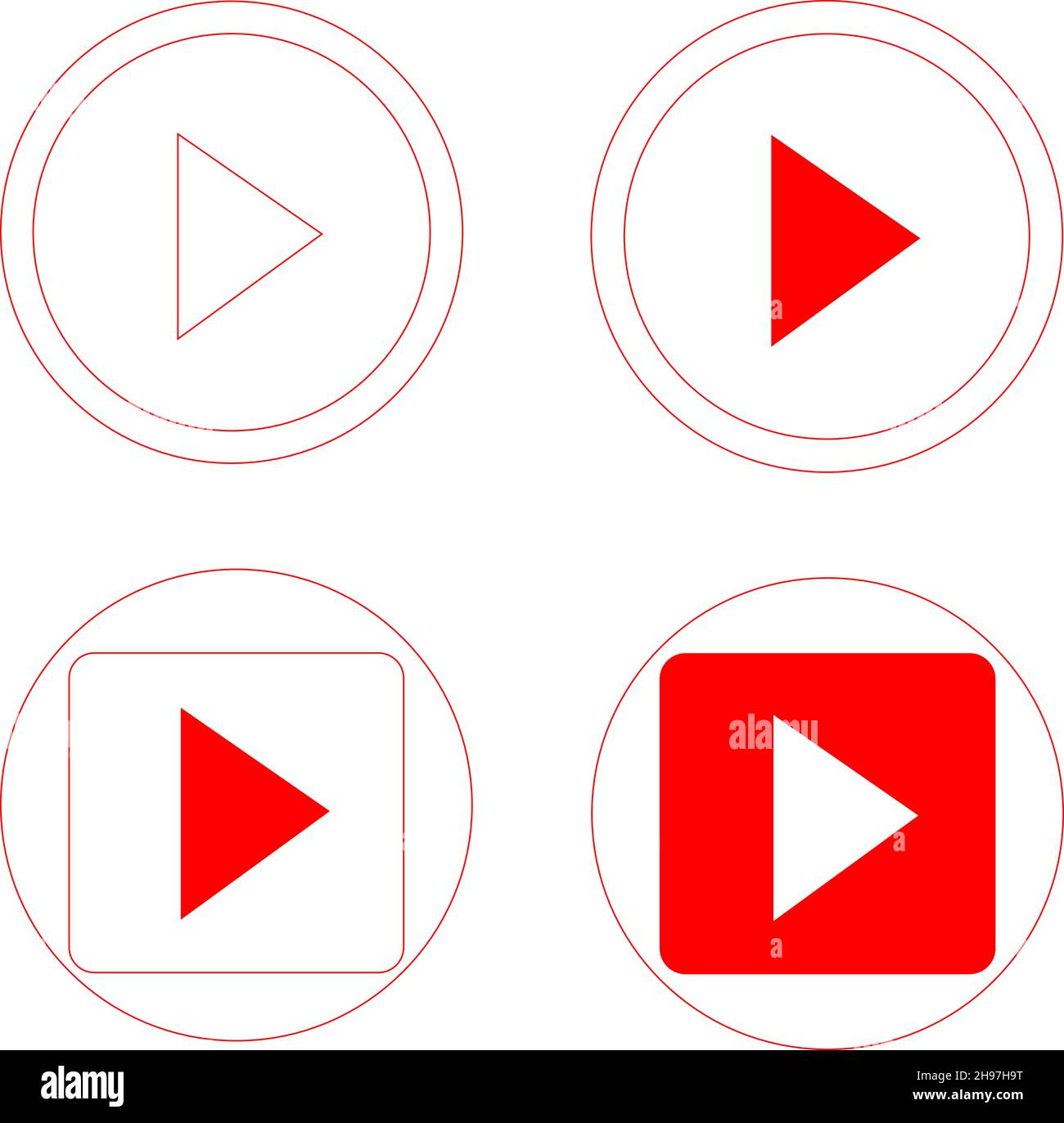 Live video streaming vector play buttons. Red play buttons illustration ...