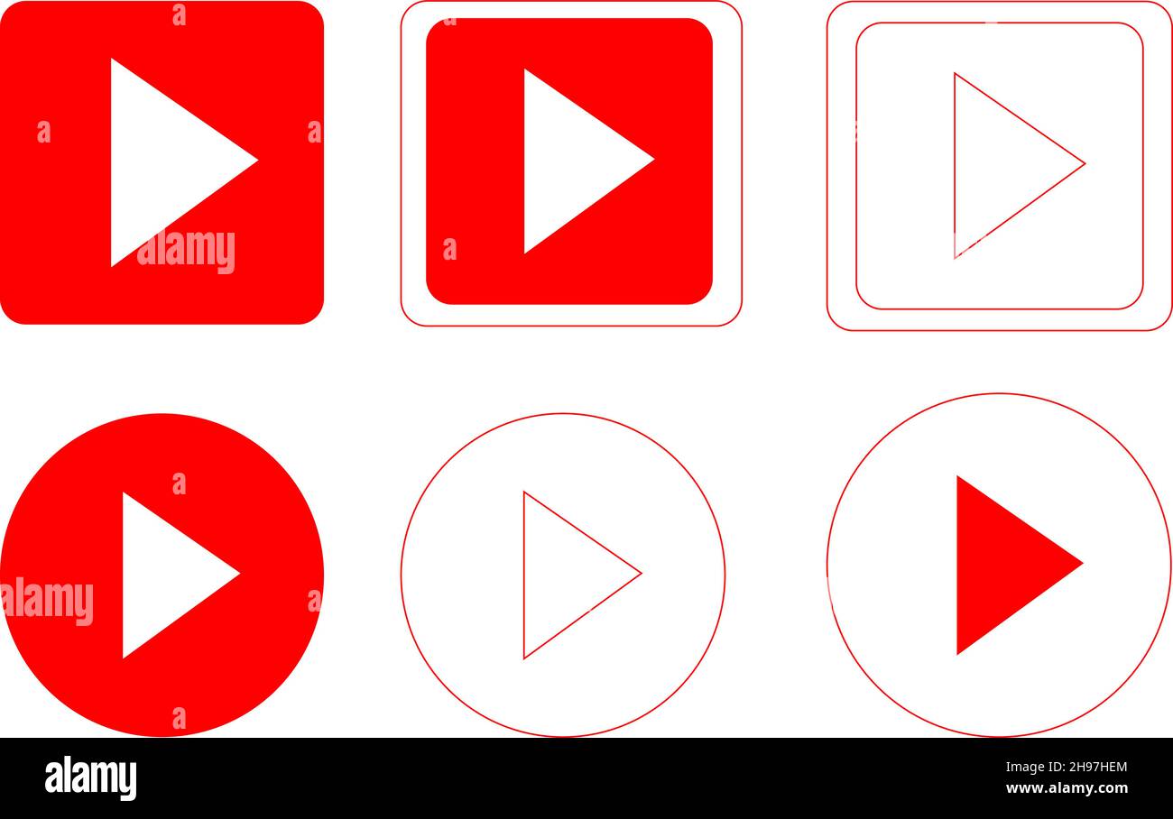 Live video streaming vector play buttons. Red play buttons illustration ...