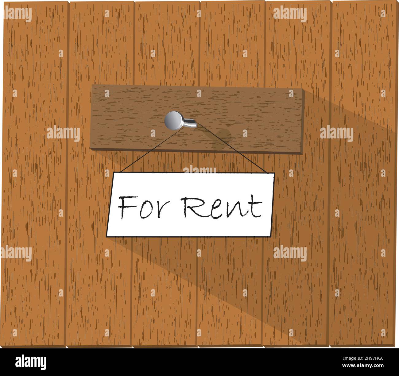 Vector wooden fence and a sign saying For Rent, isolated over white ...