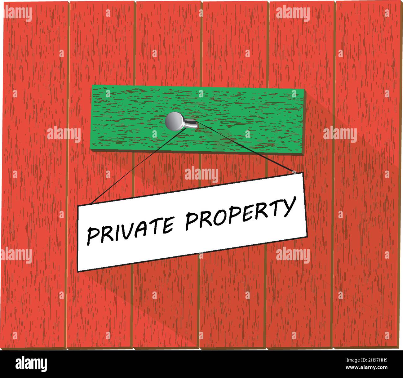 Vector wooden fence and a sign saying Private property, isolated over ...