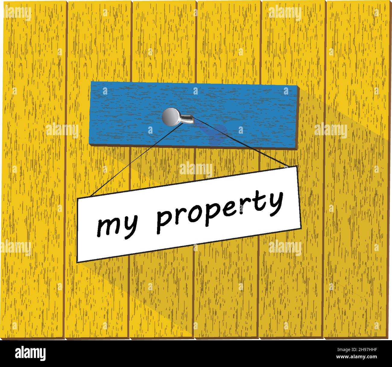 Vector wooden fence and a sign saying My property, isolated over white ...