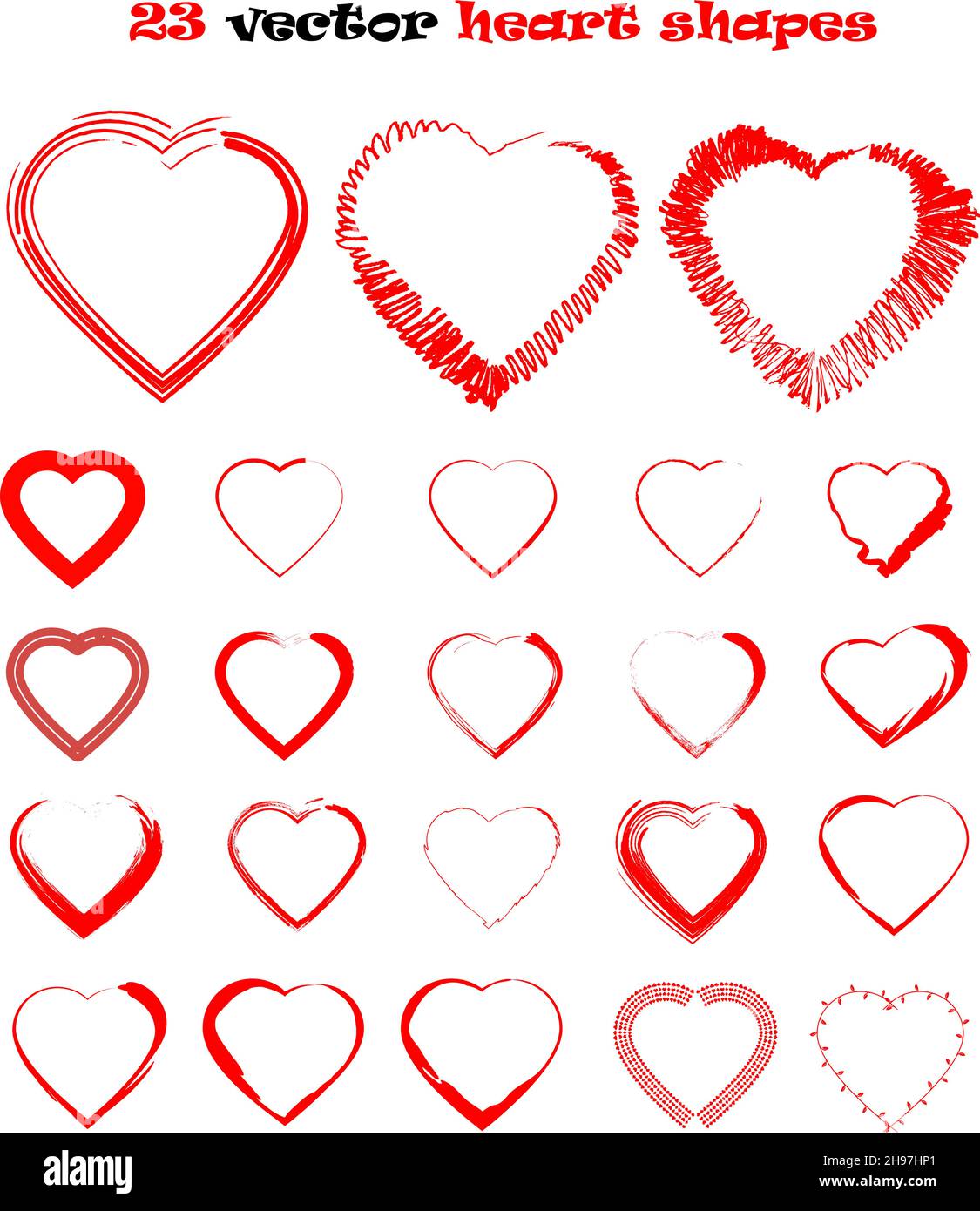 23 heart shapes vector illustration set isolated over white background ...