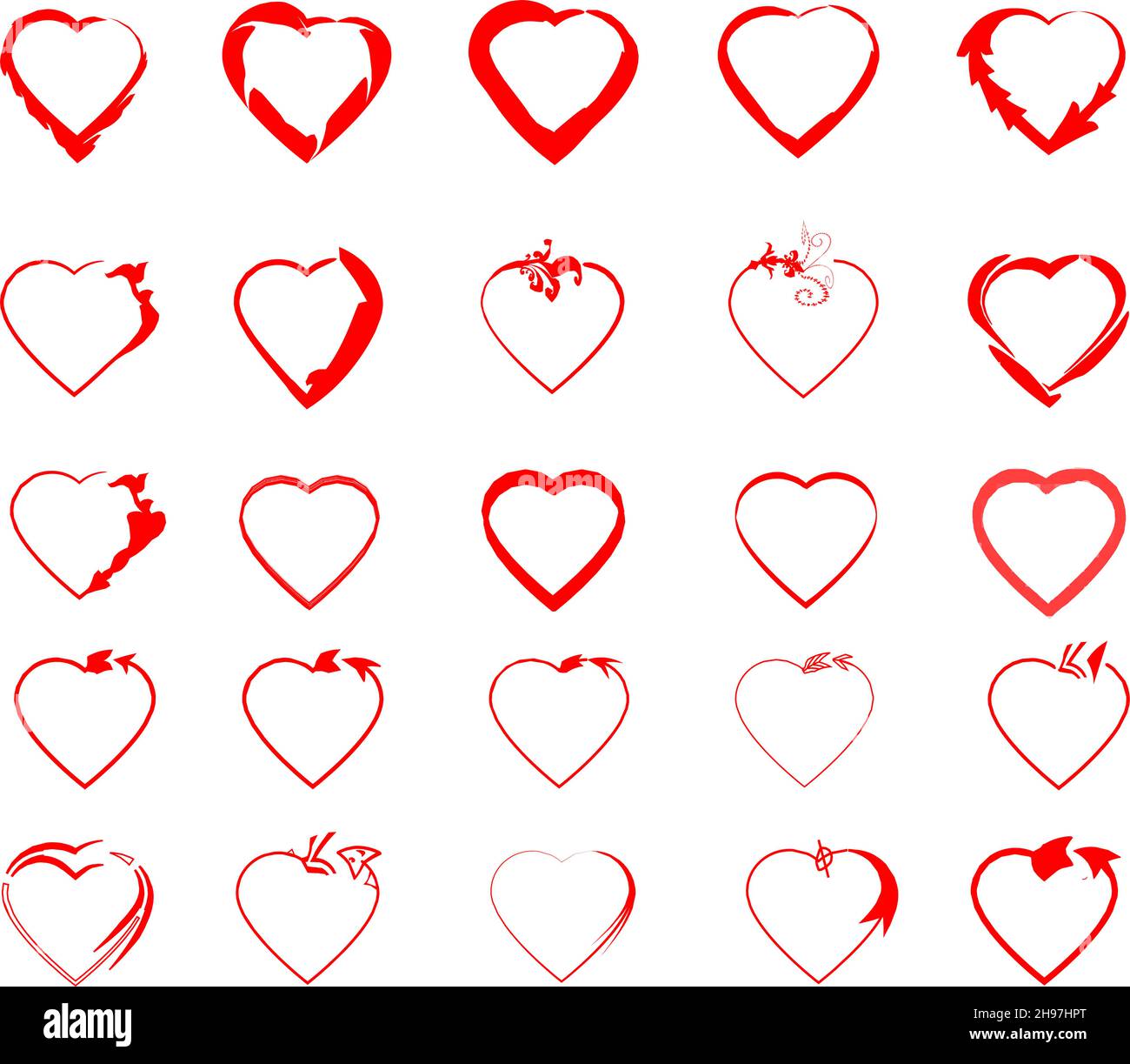 Heart vector icons set isolated over white background Stock Vector ...