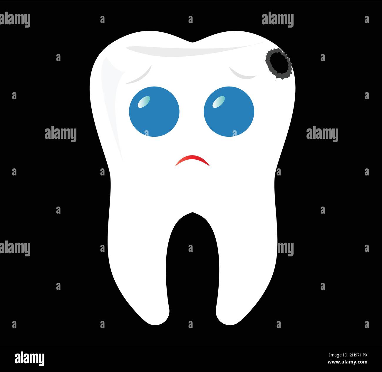 Sad tooth vector illustration, tooth character logo for a dentist ...