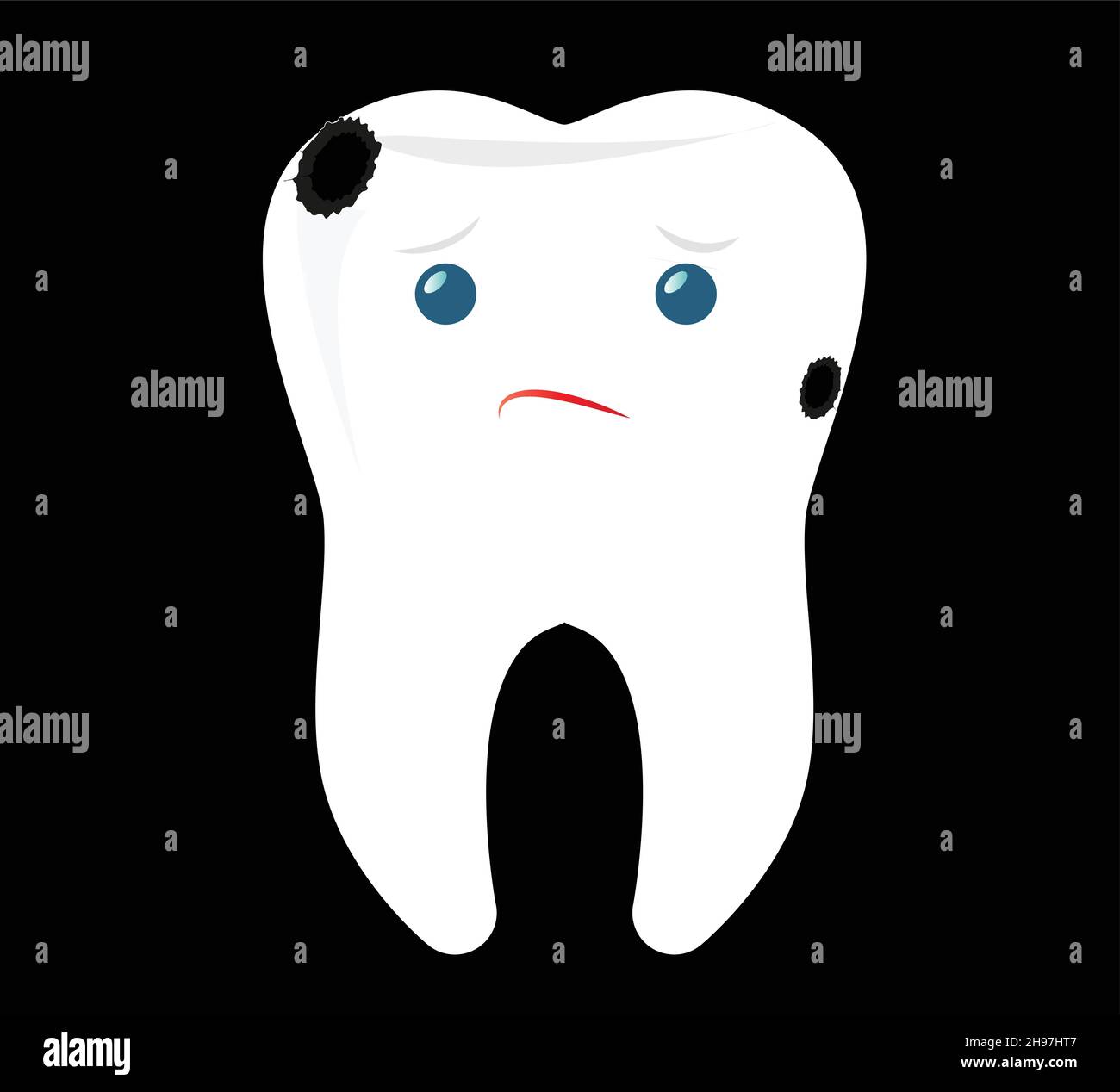 Tooth vector illustration, sad tooth character logo for a dentist ...