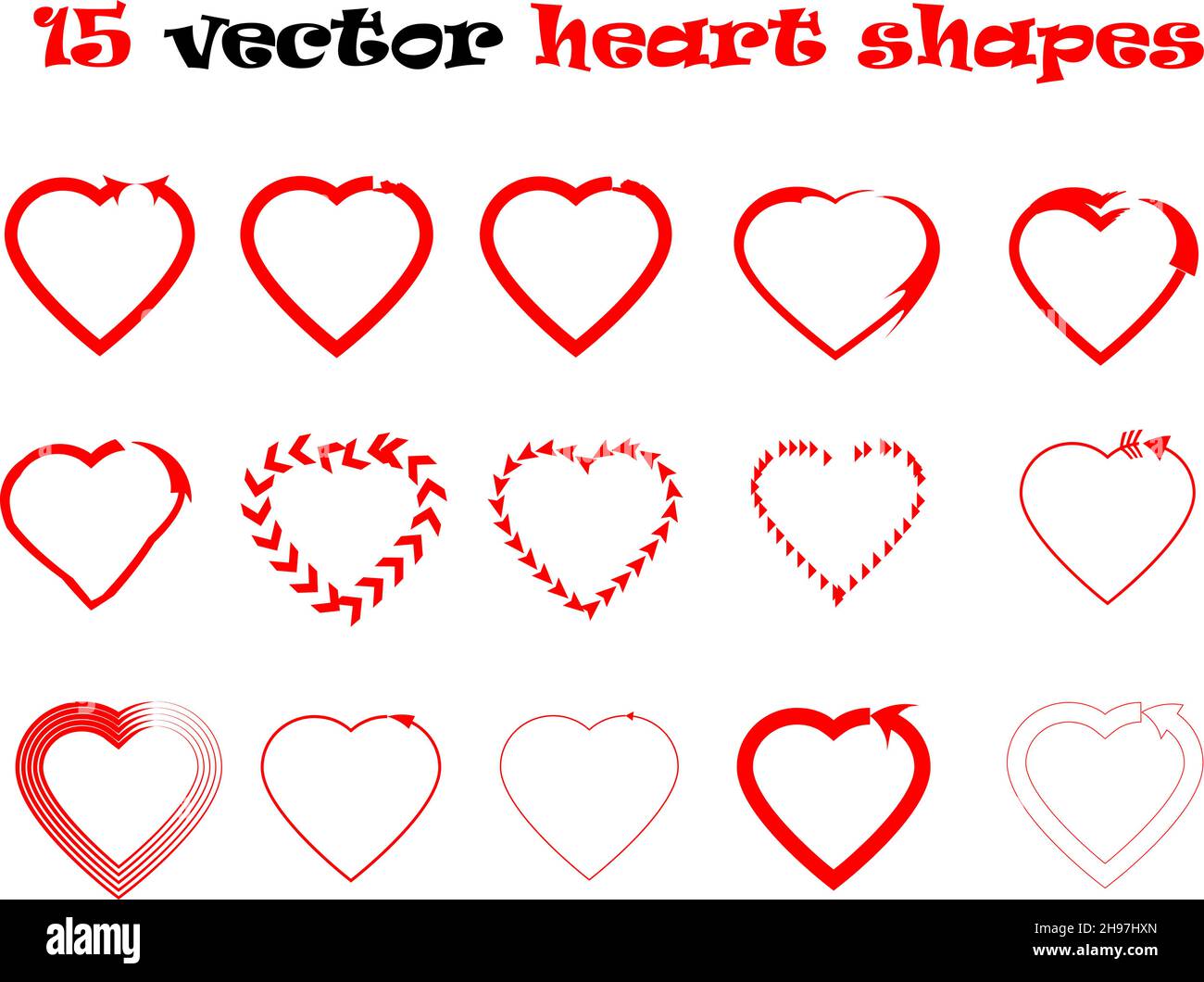 Heart vector icons set isolated over white background Stock Vector ...