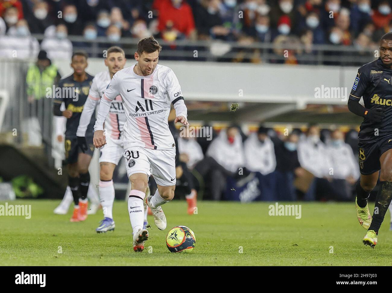 Lionel MESSI of PSG in action during the French championship soccer ...