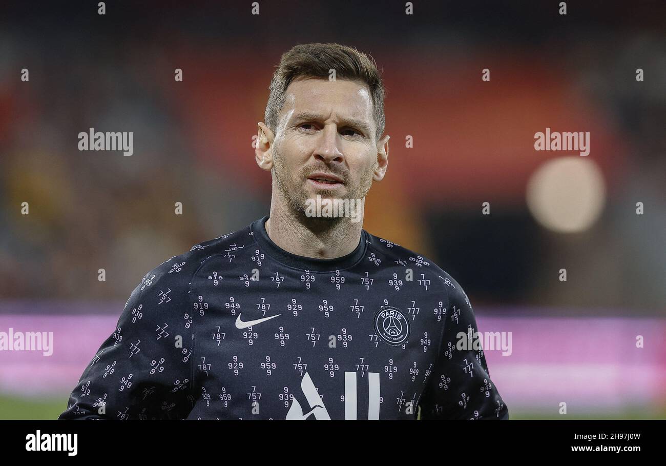 Lionel MESSI of PSG during warm-up before in action during the French ...