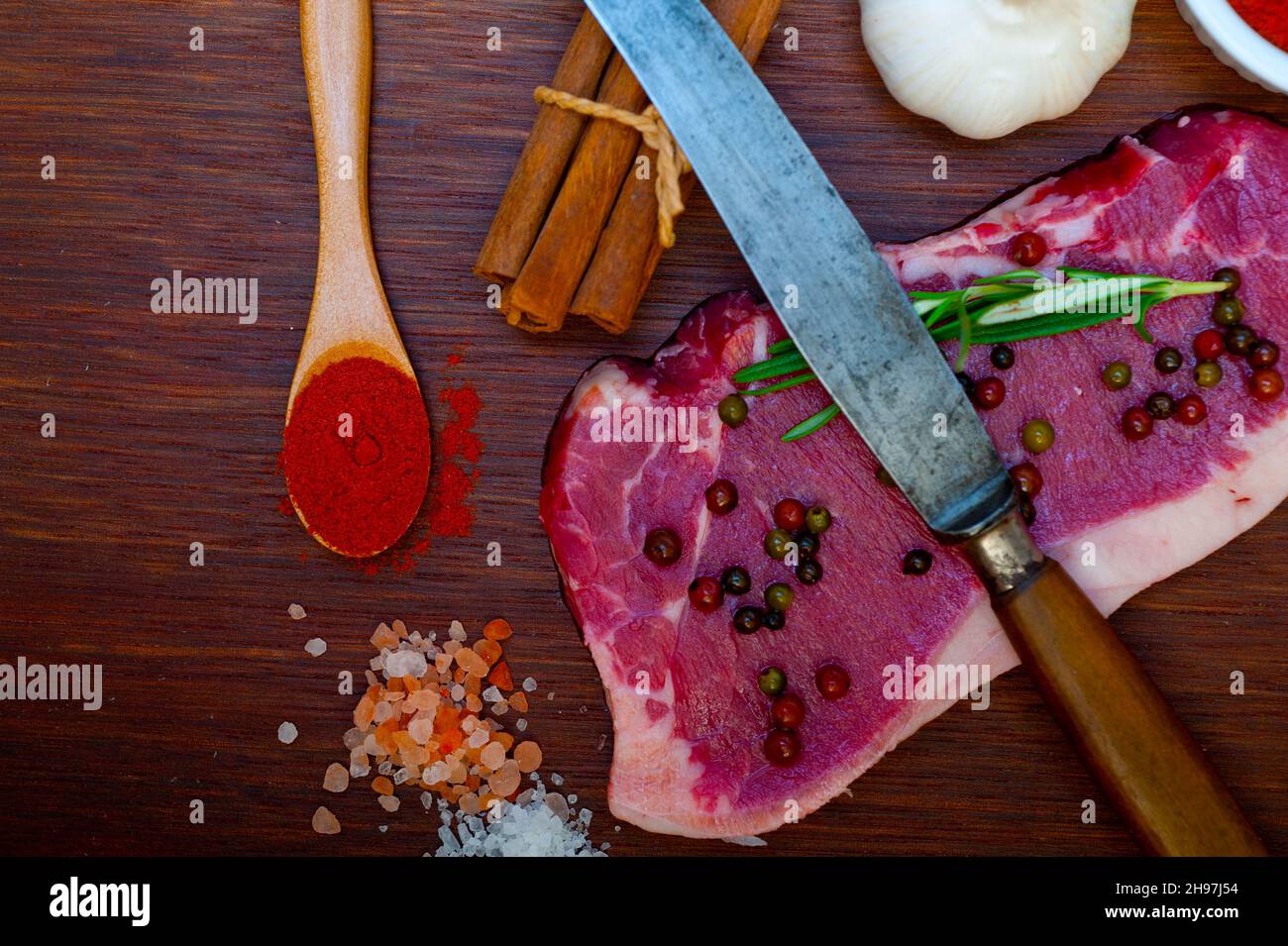 raw uncooked ribeye beef steak butcher selection Stock Photo - Alamy