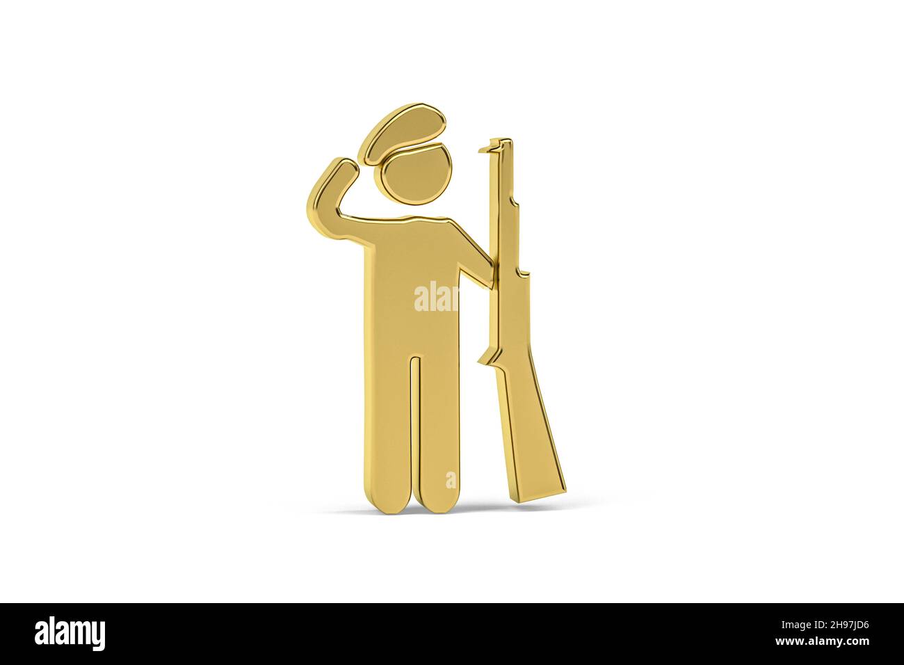 Golden 3d soldier icon isolated on white background - 3D render Stock ...