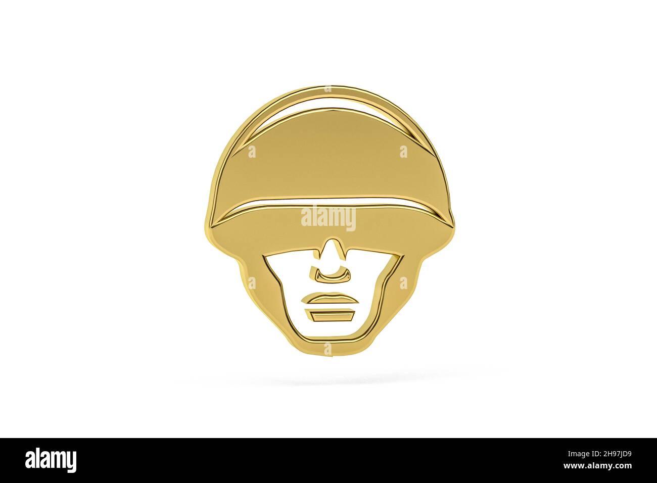 Golden 3d soldier icon isolated on white background - 3D render Stock ...