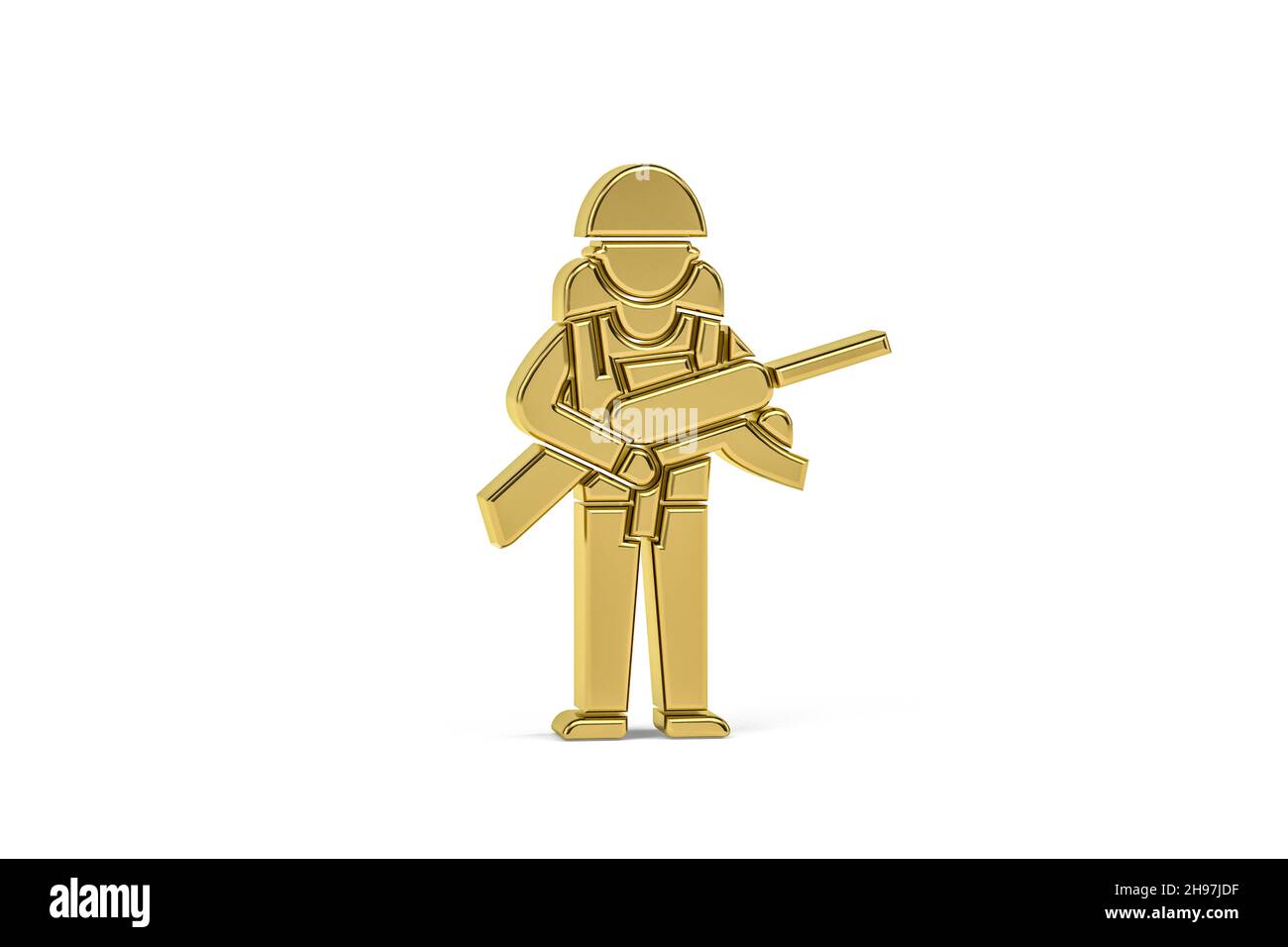 Golden 3d soldier icon isolated on white background - 3D render Stock ...