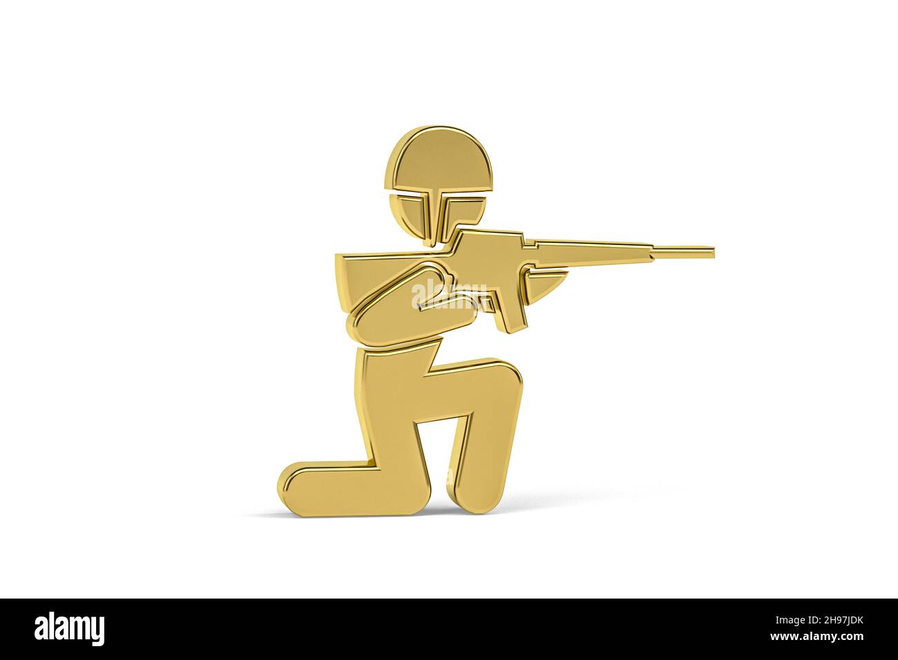 Golden 3d soldier icon isolated on white background - 3D render Stock ...