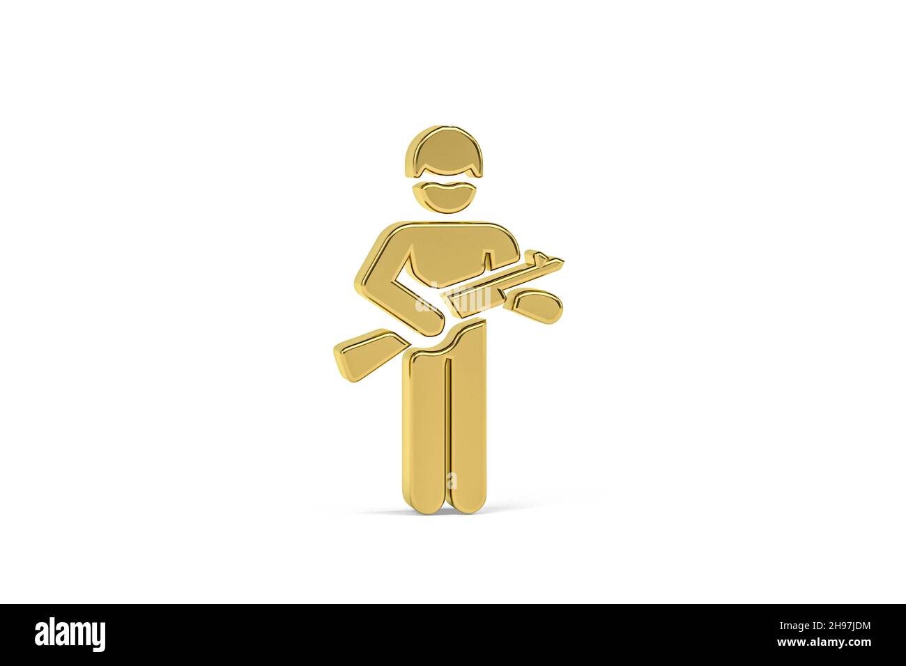 Golden 3d soldier icon isolated on white background - 3D render Stock ...