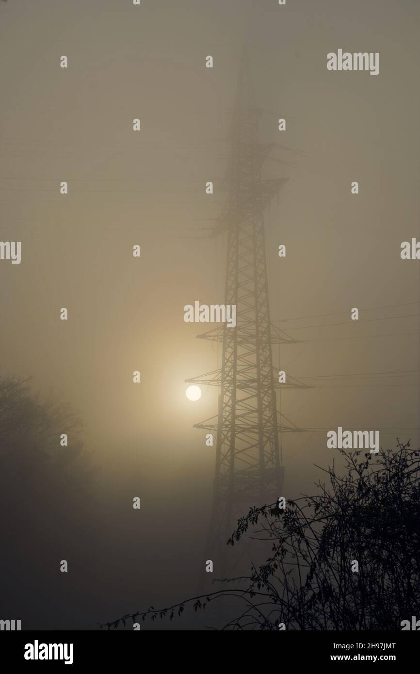 Single Electricity pylon (Strommasten) also overhead line pylon at the ...