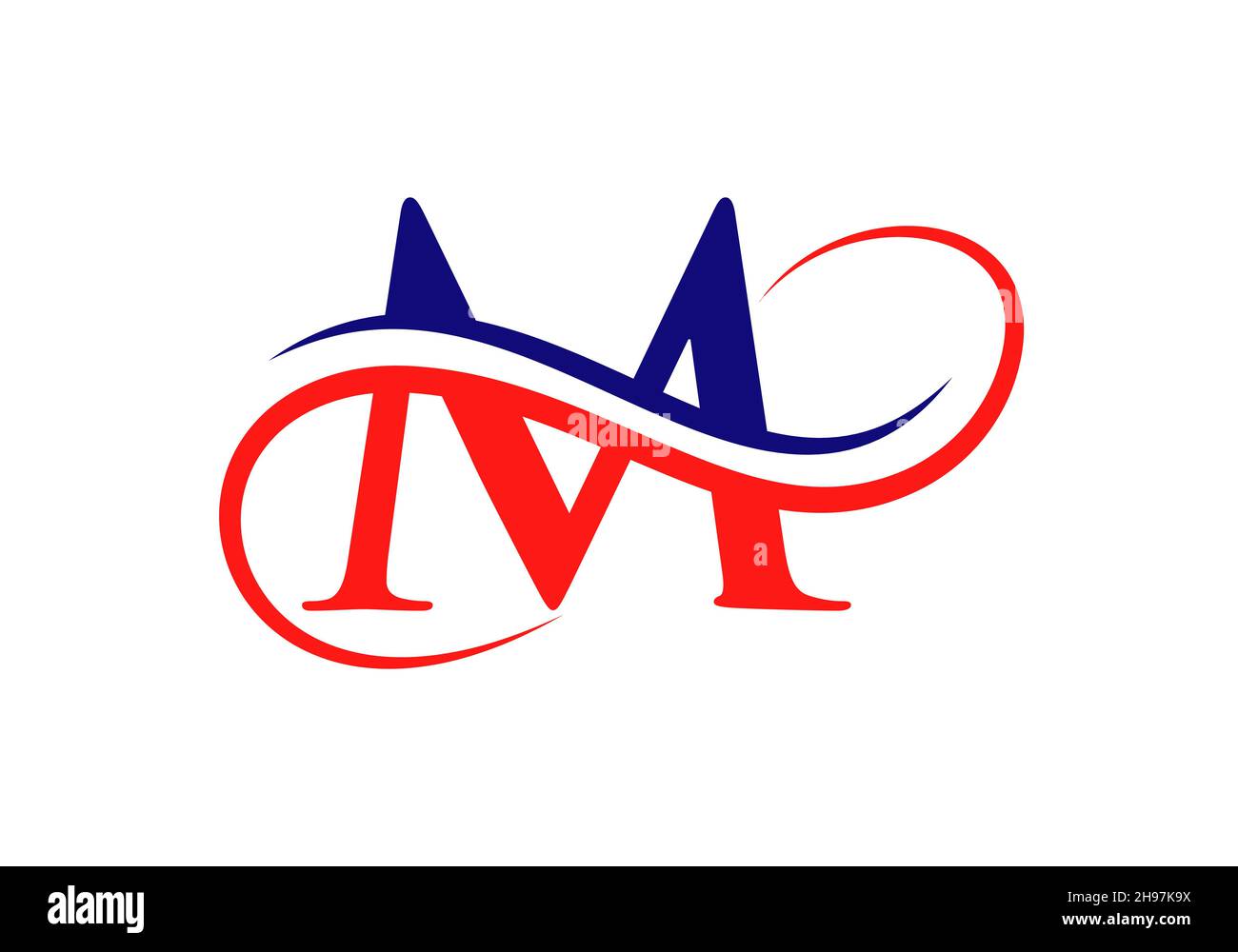 M Logo With Creative Curved Vector Illustration. Initial Letter M ...
