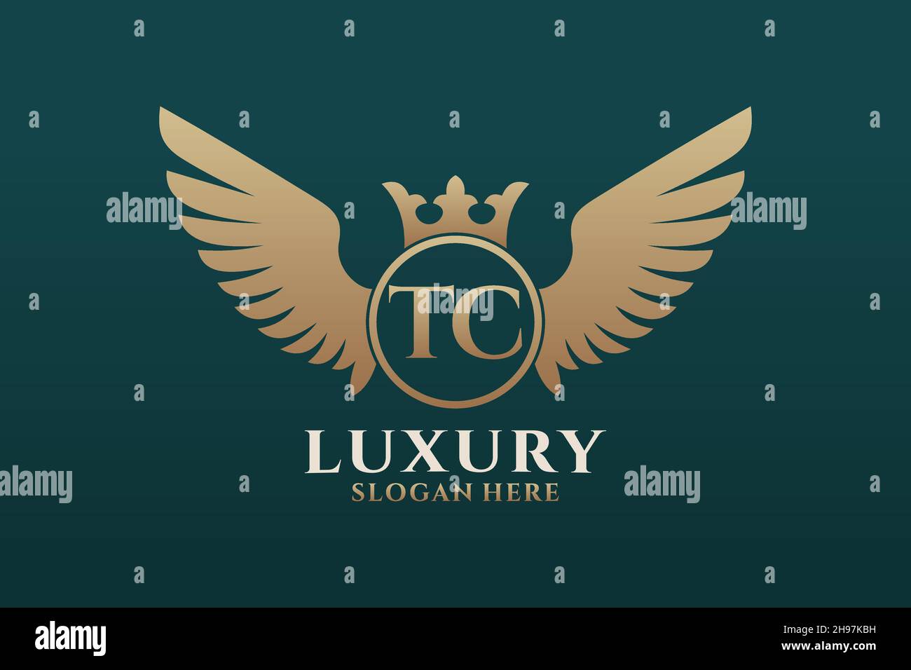 Luxury royal wing Letter TC crest Gold color Logo vector, Victory logo ...