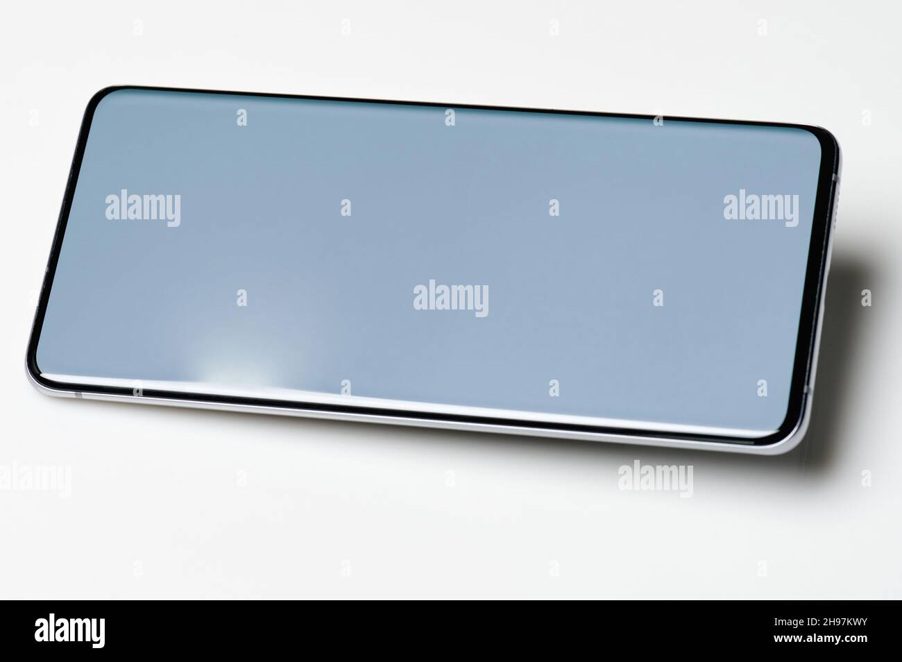 Mock up of modern smartphone horizontal isolated on white background ...