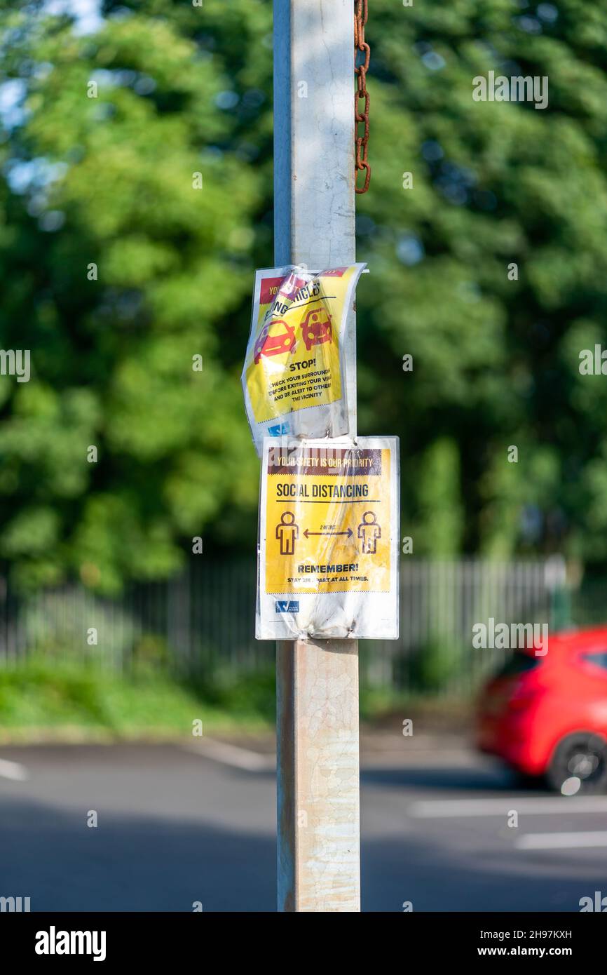 Safe distancing sign. Covid Stock Photo - Alamy