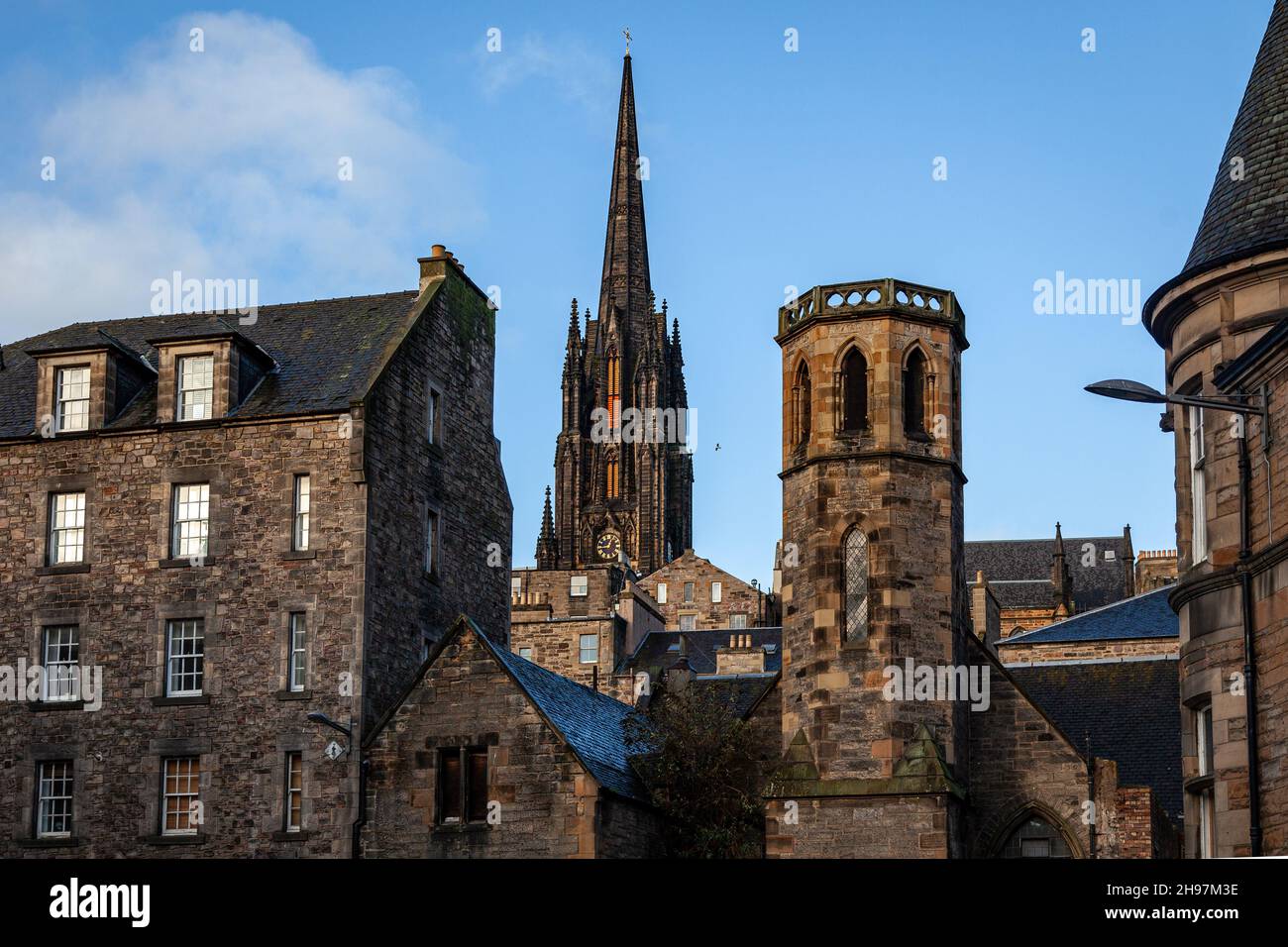 The medieval buildings in Edinburgh, Scotland, the United Kingdom Stock ...