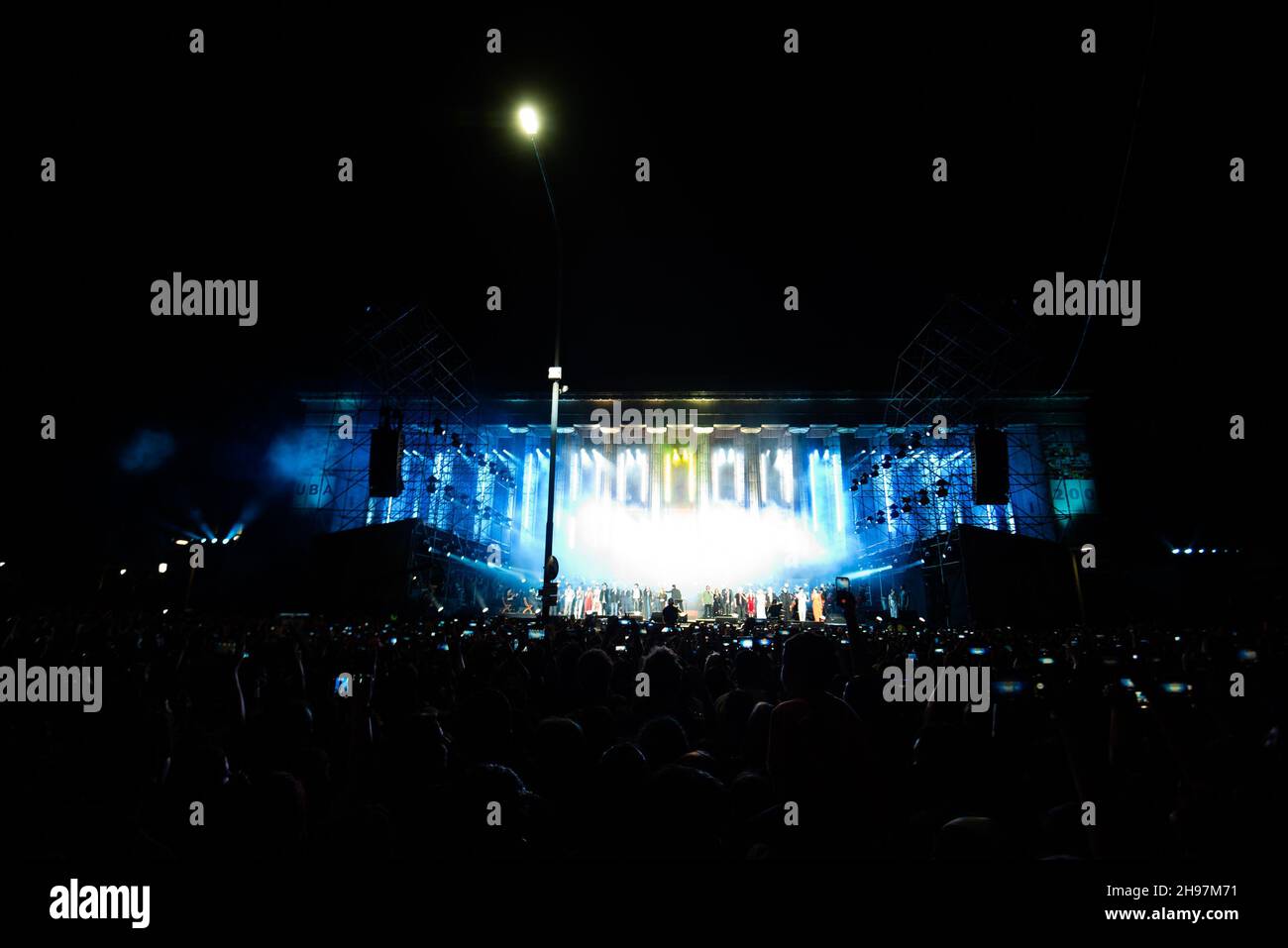 Crowds of people seen enjoying the free musical show.The University of ...