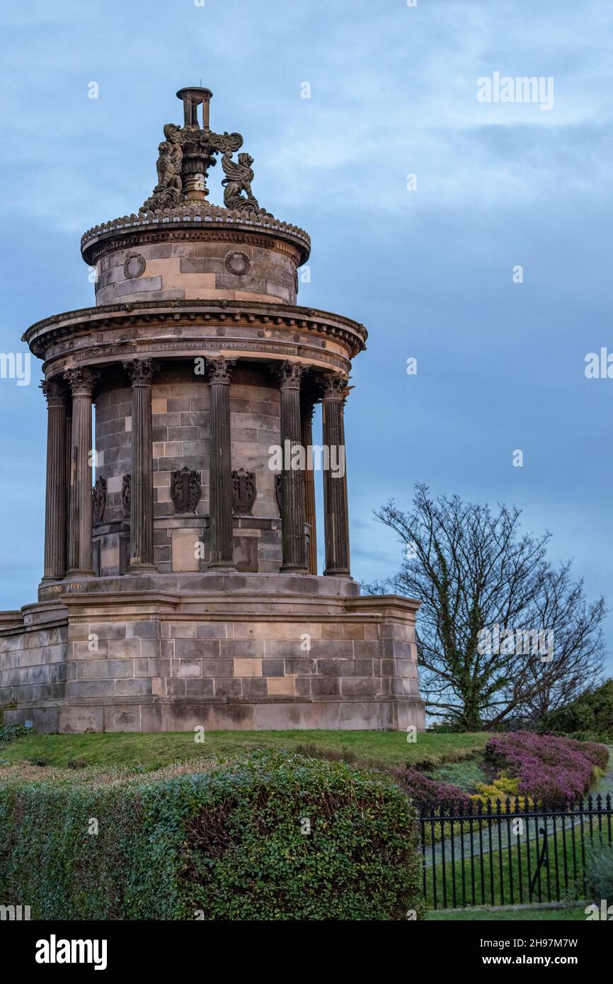A vertical shot of the Burns Monument in Edinburgh in Scotland, the ...