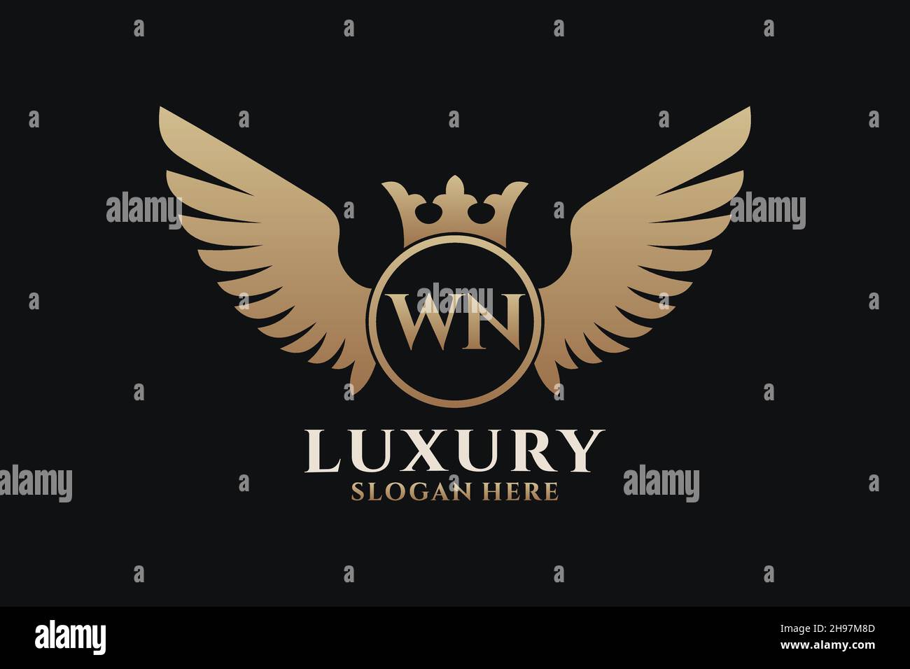 Luxury royal wing Letter WN crest Gold color Logo vector, Victory logo ...