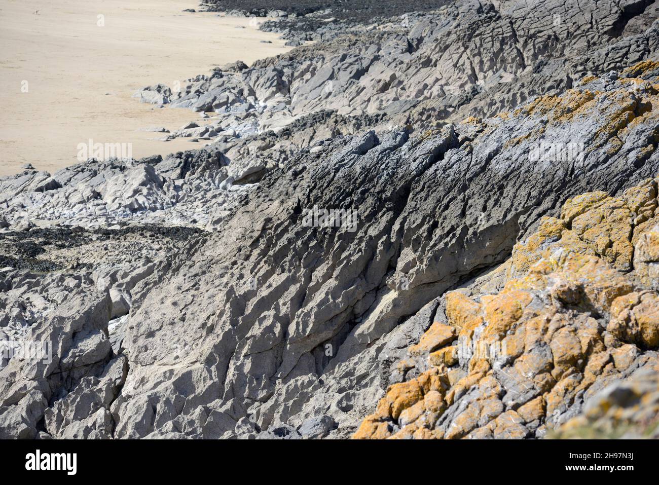 Carboniferous limestone rocks at Friars Point on Barry Island, Wales ...