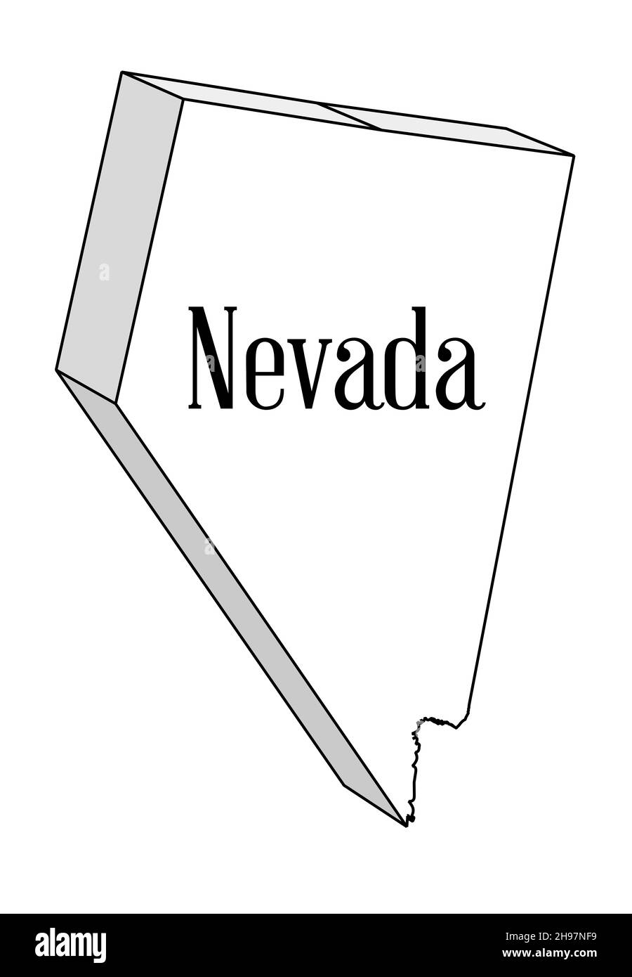 An outline 3D map of the state of Nevada over a white background Stock ...