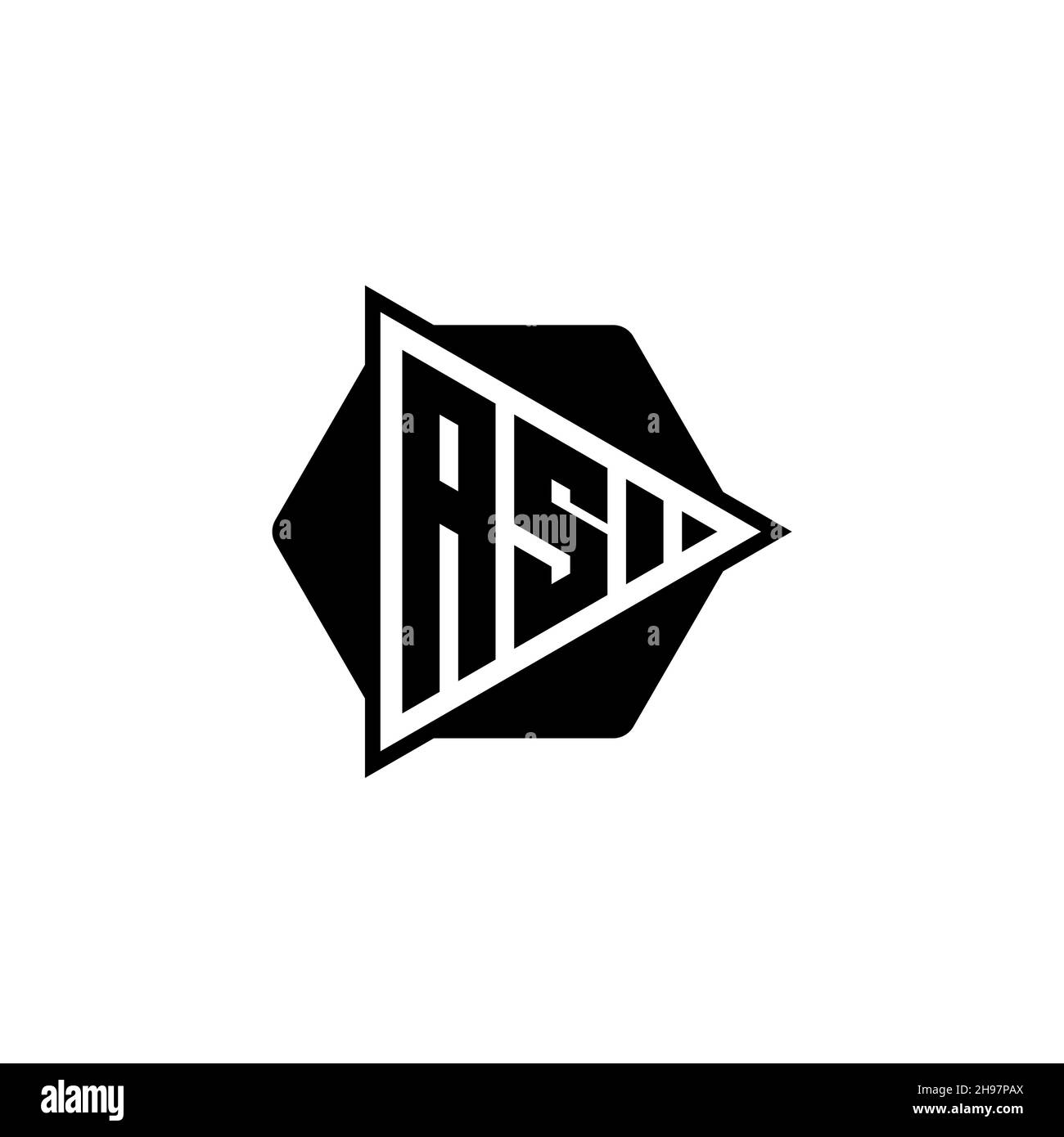 AS Monogram logo letter with triangle play button shape hexagonal ...