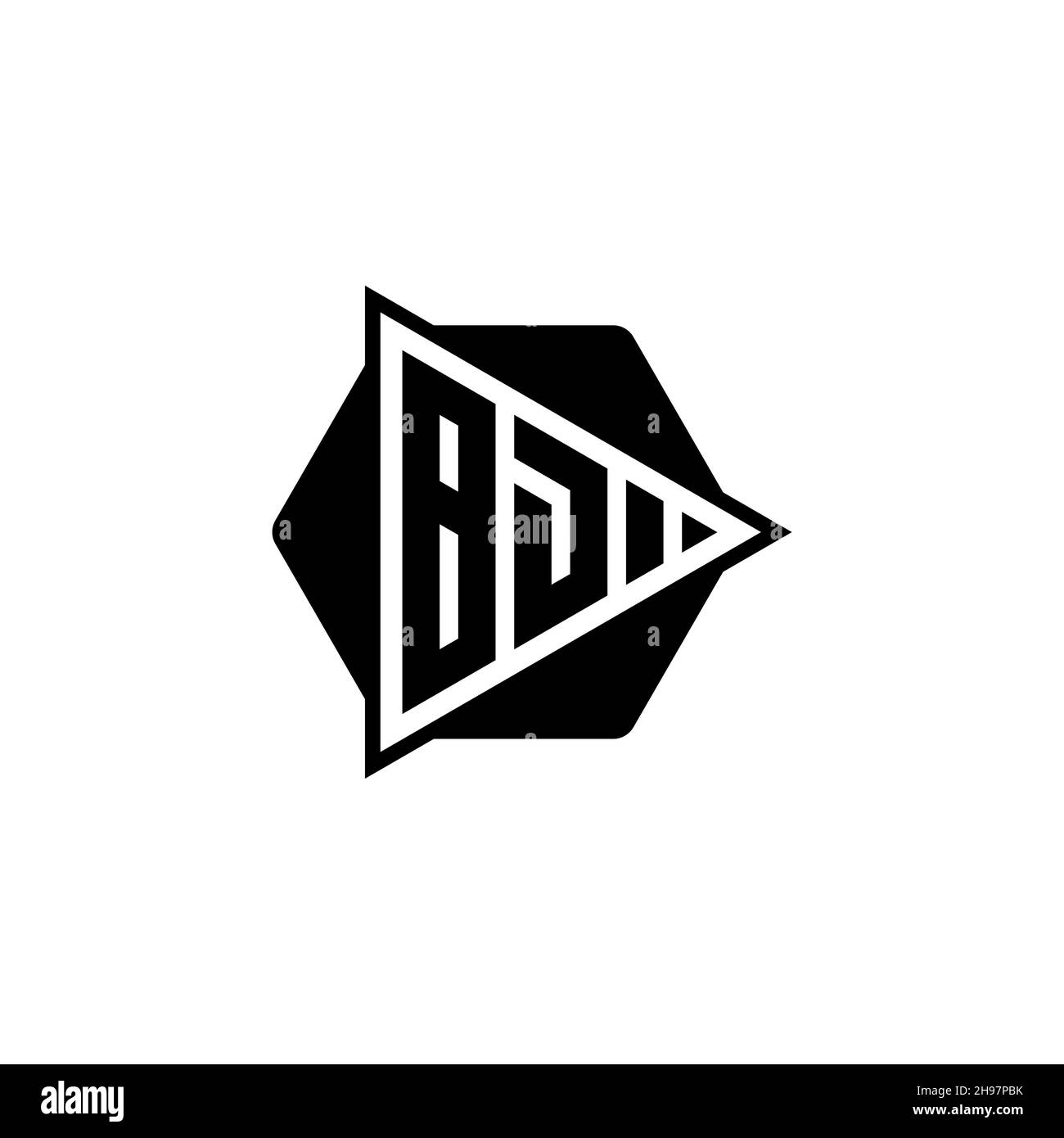 BD Monogram logo letter with triangle play button shape hexagonal ...