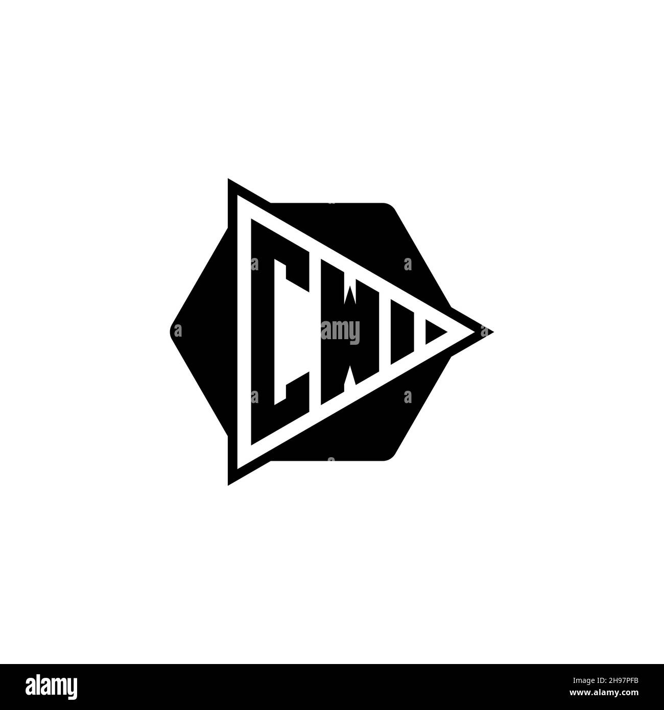 CW Monogram logo letter with triangle play button shape hexagonal ...