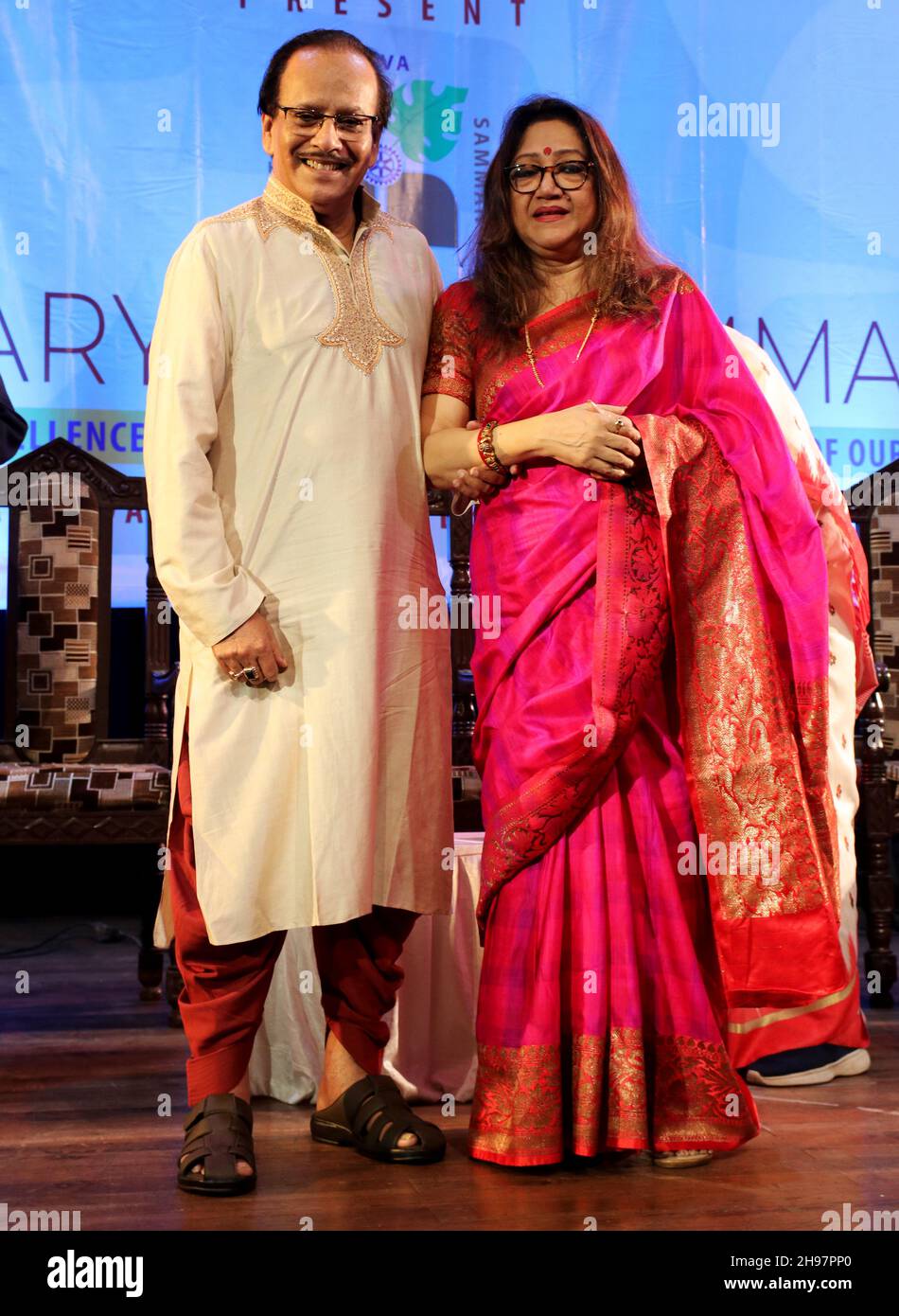 Indian magician P. C. Sorcar Jr. along with his wife Jayashree Devi at ...