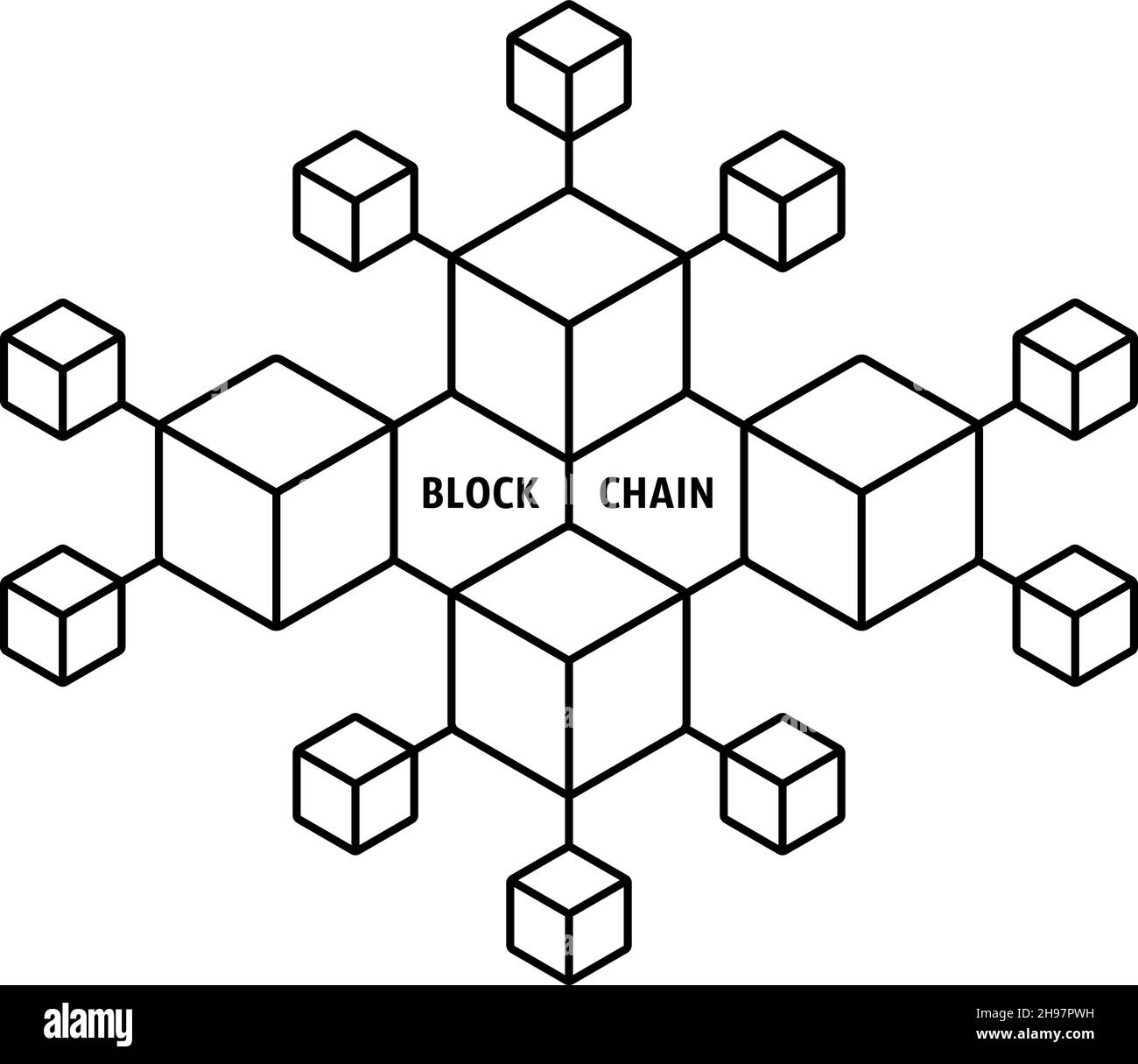 blockchain icon like thin line boxes Stock Vector Image & Art - Alamy