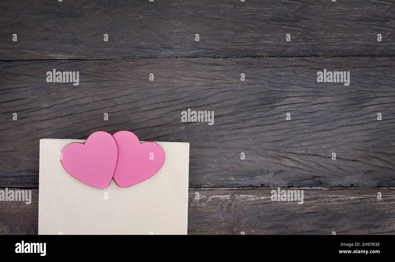 hearts and paper bag. pink couple hearts and cardboard pack Stock Photo ...