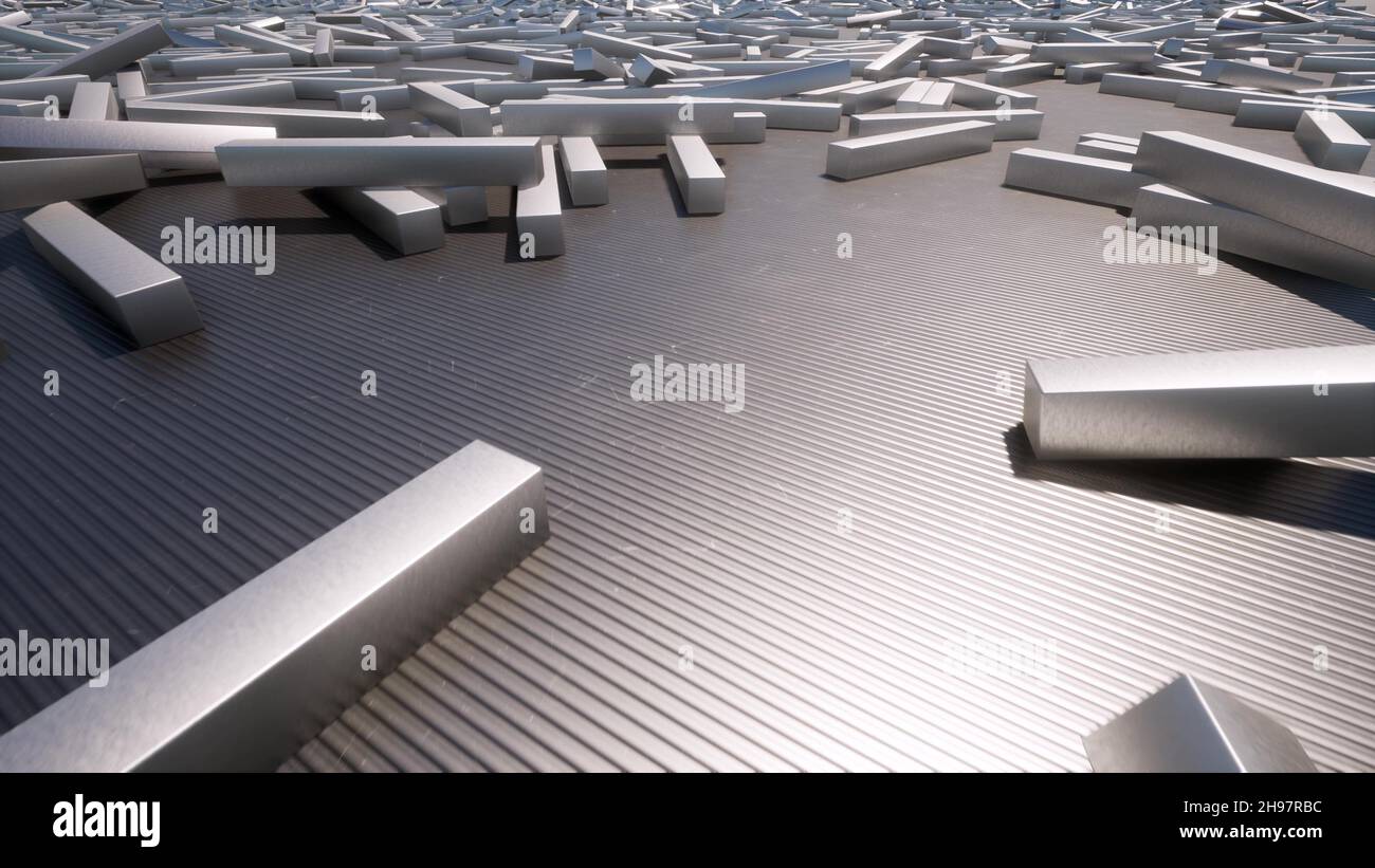Metal chrome blocks boxes techno intro metallic surface 3d render Stock ...